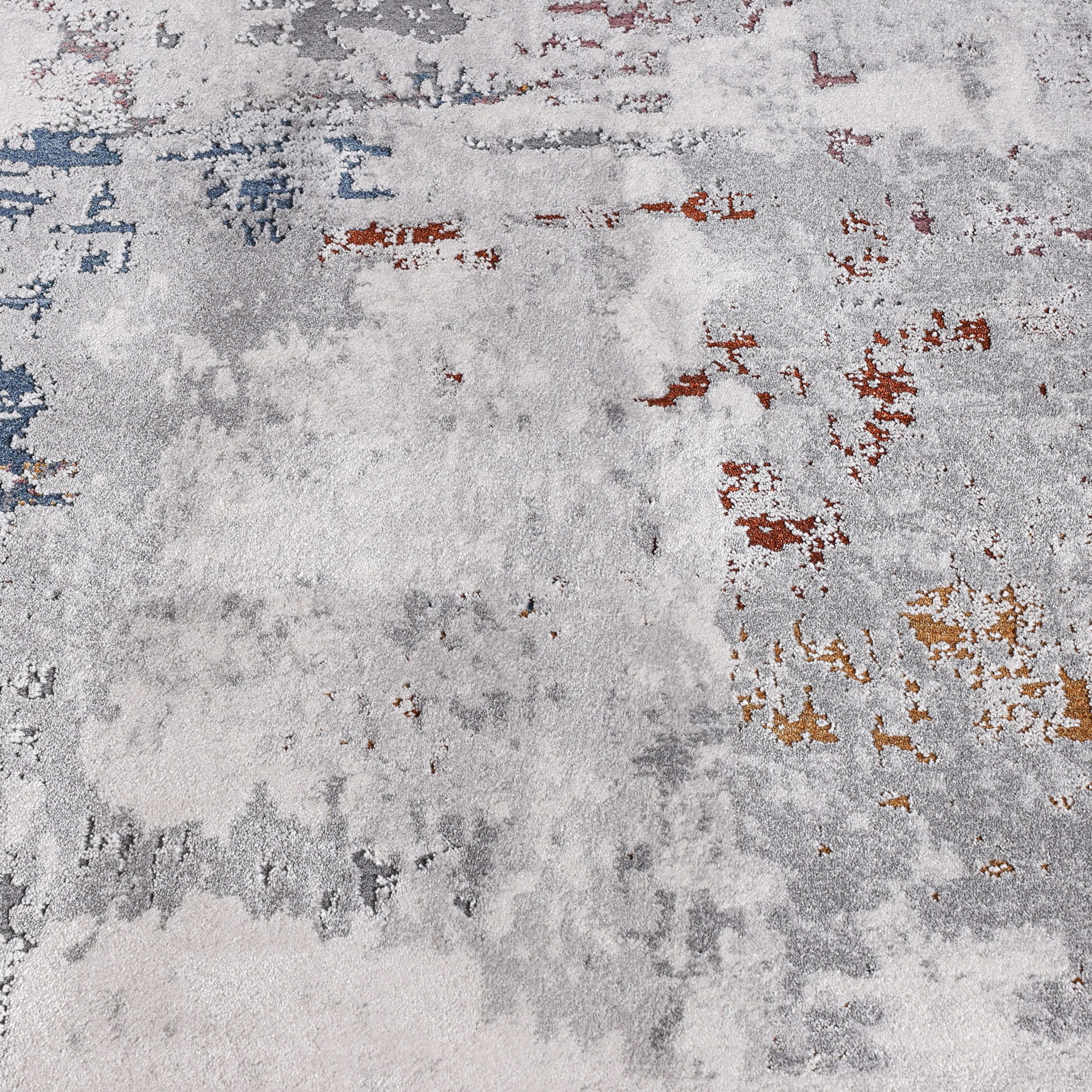 Aison B141C- Orange/Gray/SIlver | Design Carpet